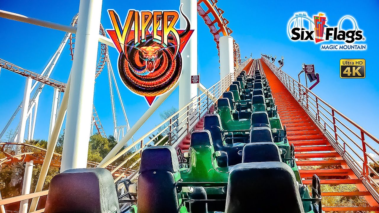 2024 Viper Roller Coaster On Ride Back Seat 4K POV Six Flags Magic Mountain - YouTube