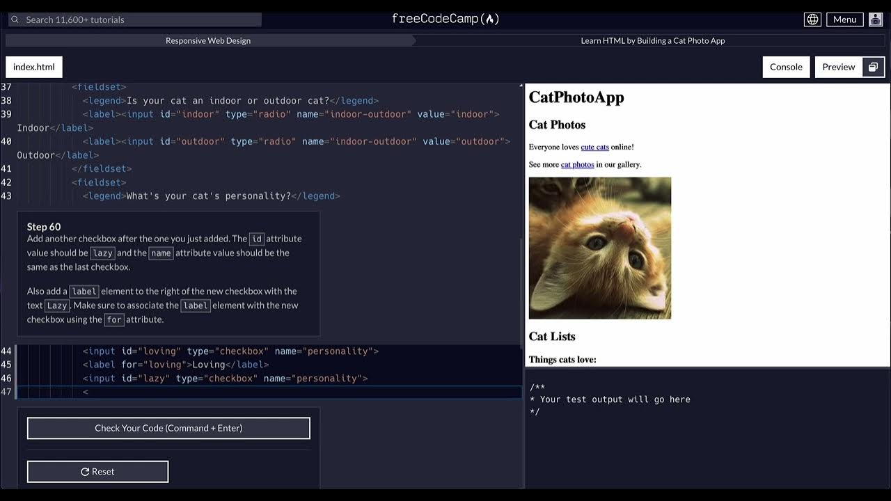 FreeCodeCamp - Responsive Web Design - Step 60 of 71 - Learn HTML by ...