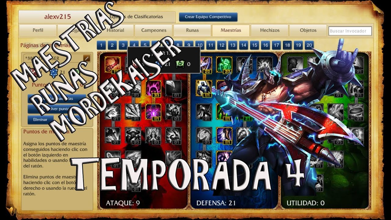 [LoL] Maestrias y Runas MORDEKAISER TEMPORADA 4 - YouTube
