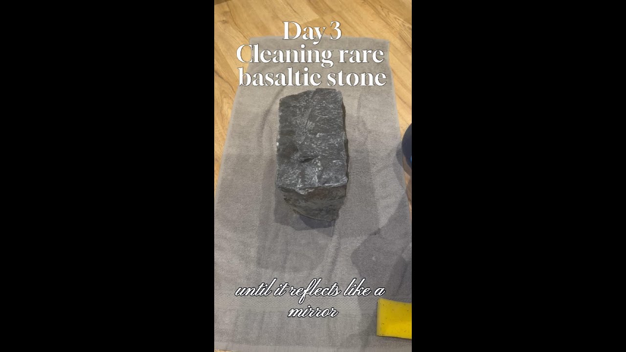 Day 3 cleaning rare basaltic stone, until it reflects like a mirror 🪞 ...