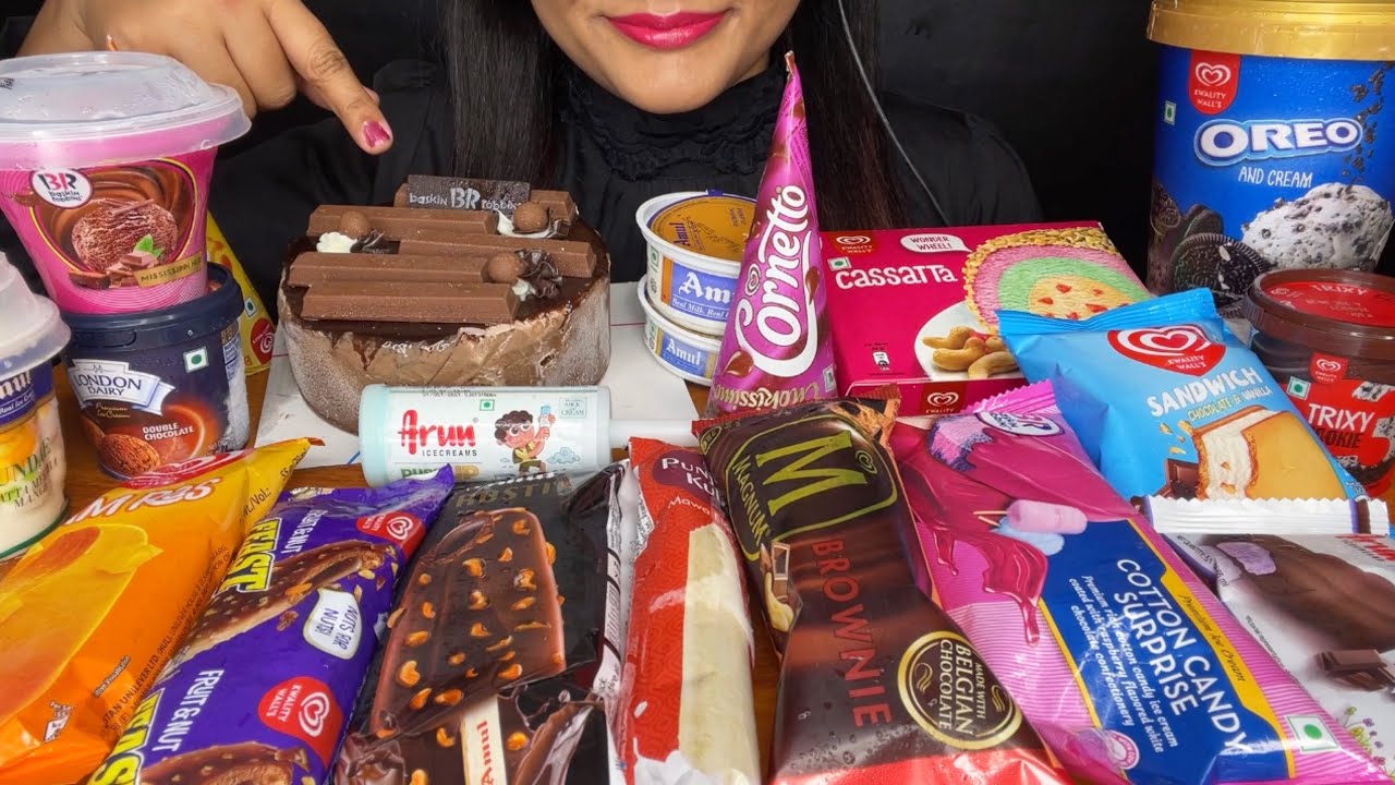 ASMR EATING ICECREAM PARTY🎉 MAGNUM,AMUL,CORNETTO,CASSATTA,BASKIN ...