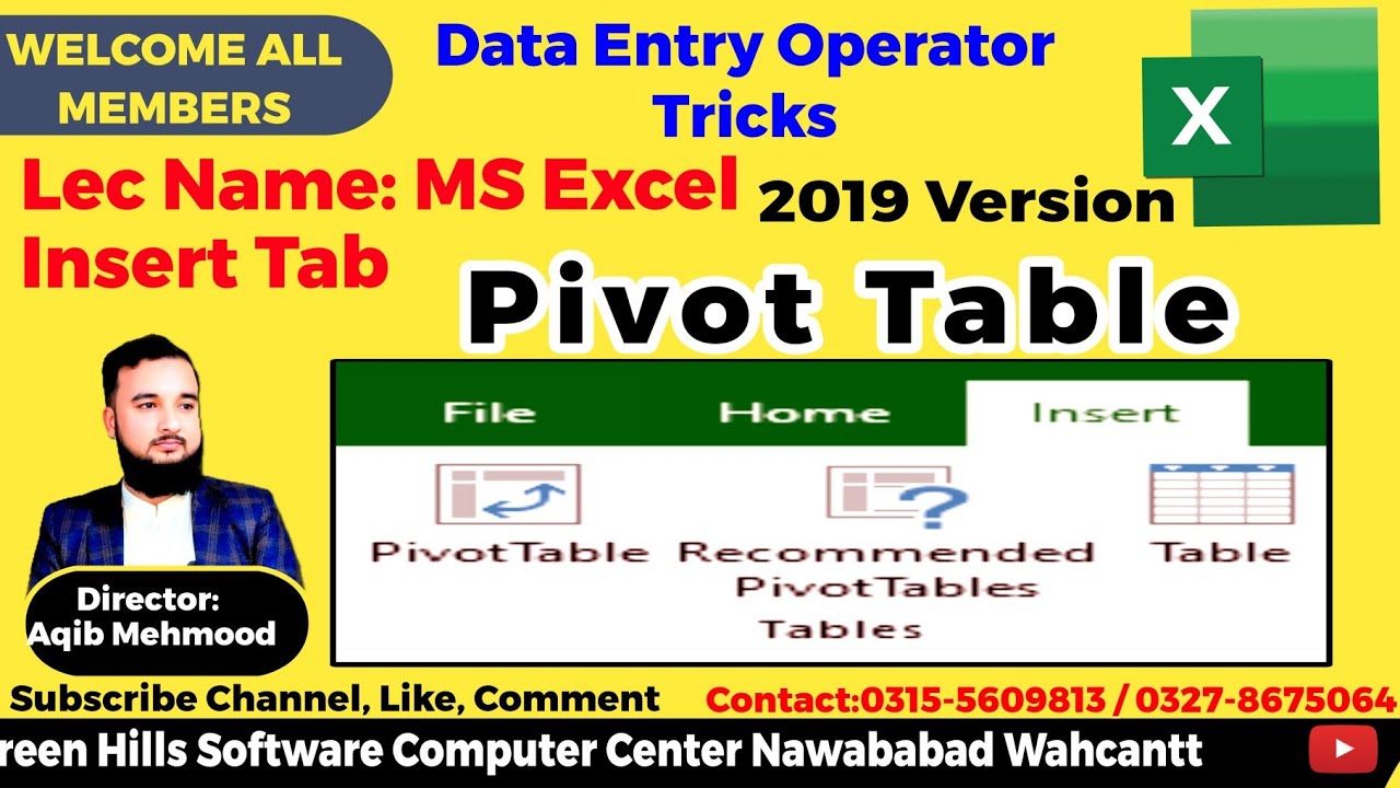 MS Excel 2019 Pivot Table Complete Tutorial | Insert Tab in excel| Ms ...