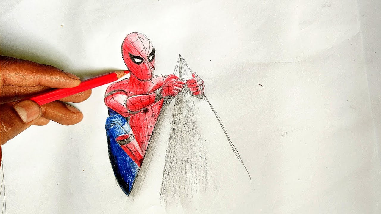 Spider-Man top floor a pic drawing || how to drawing a Spider-Man - YouTube