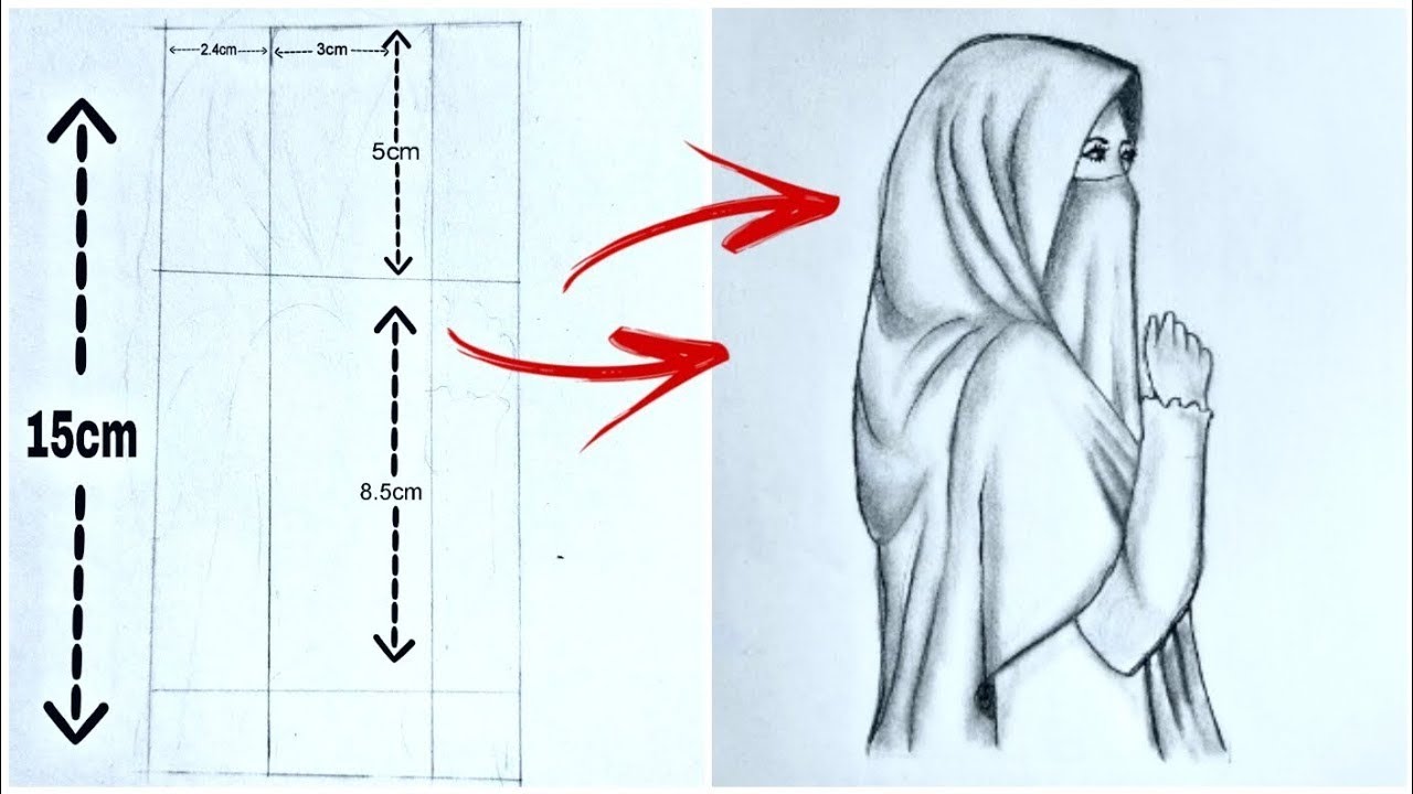 A girl with hijab - pencil sketch - drawing tutorial. how to draw ...