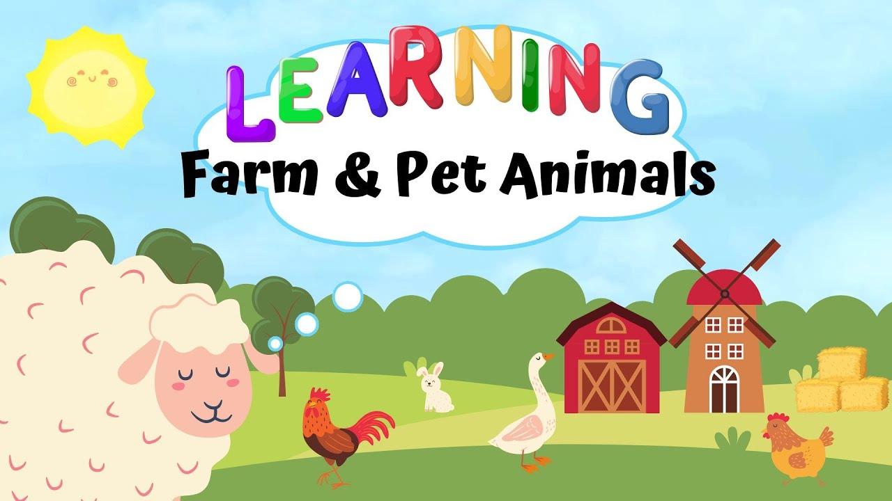 Learn Farm and Pet Animal Names for Kids | Farm Animals Learning Video ...