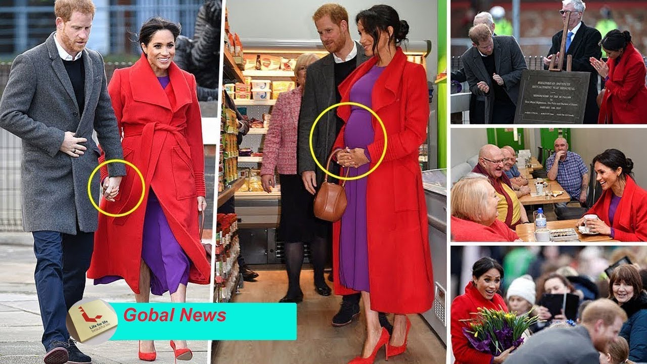 Meghan Markle brilliant in a bold purple dress that showed baby bump ...