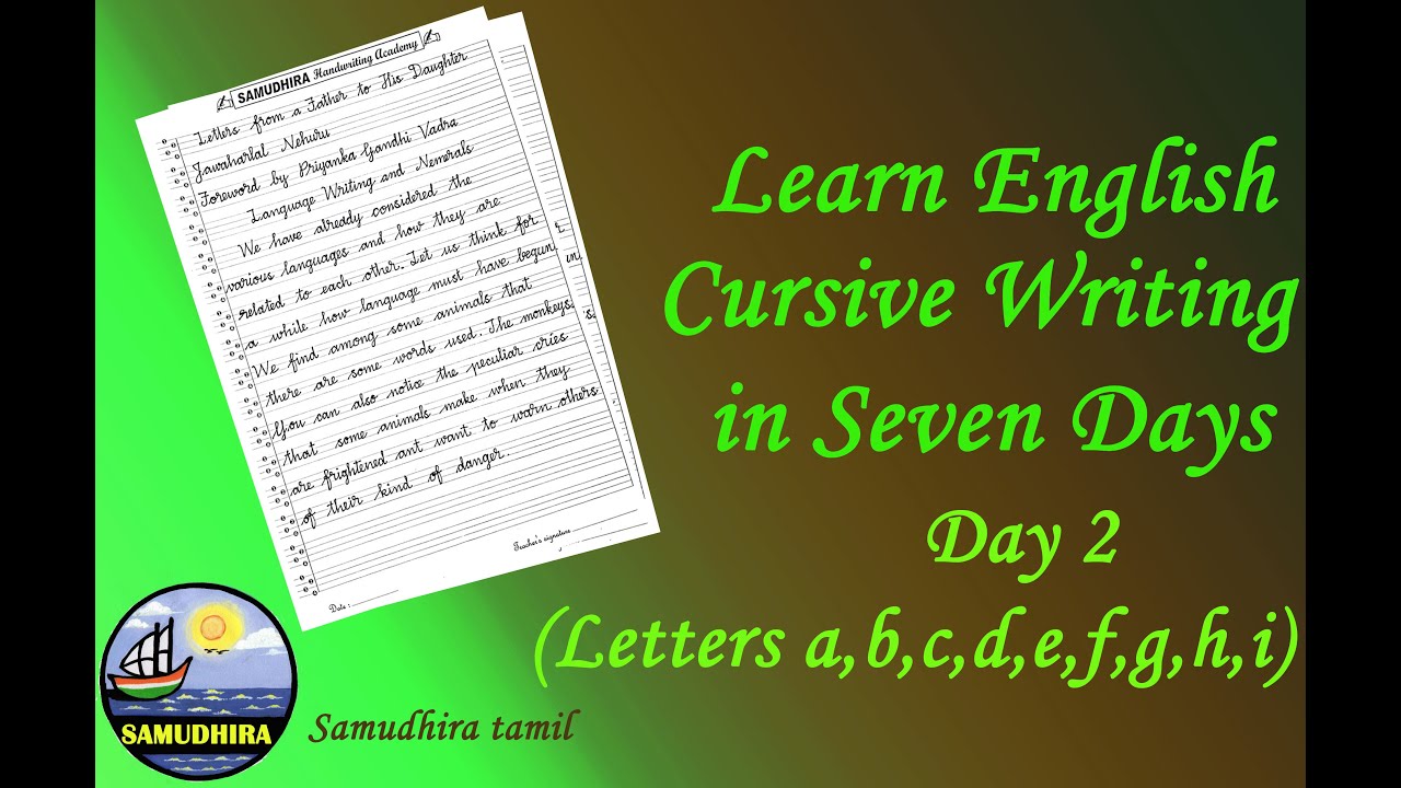 Learn Cursive Writing Through Tamil in 7 Days | Class 2 - YouTube