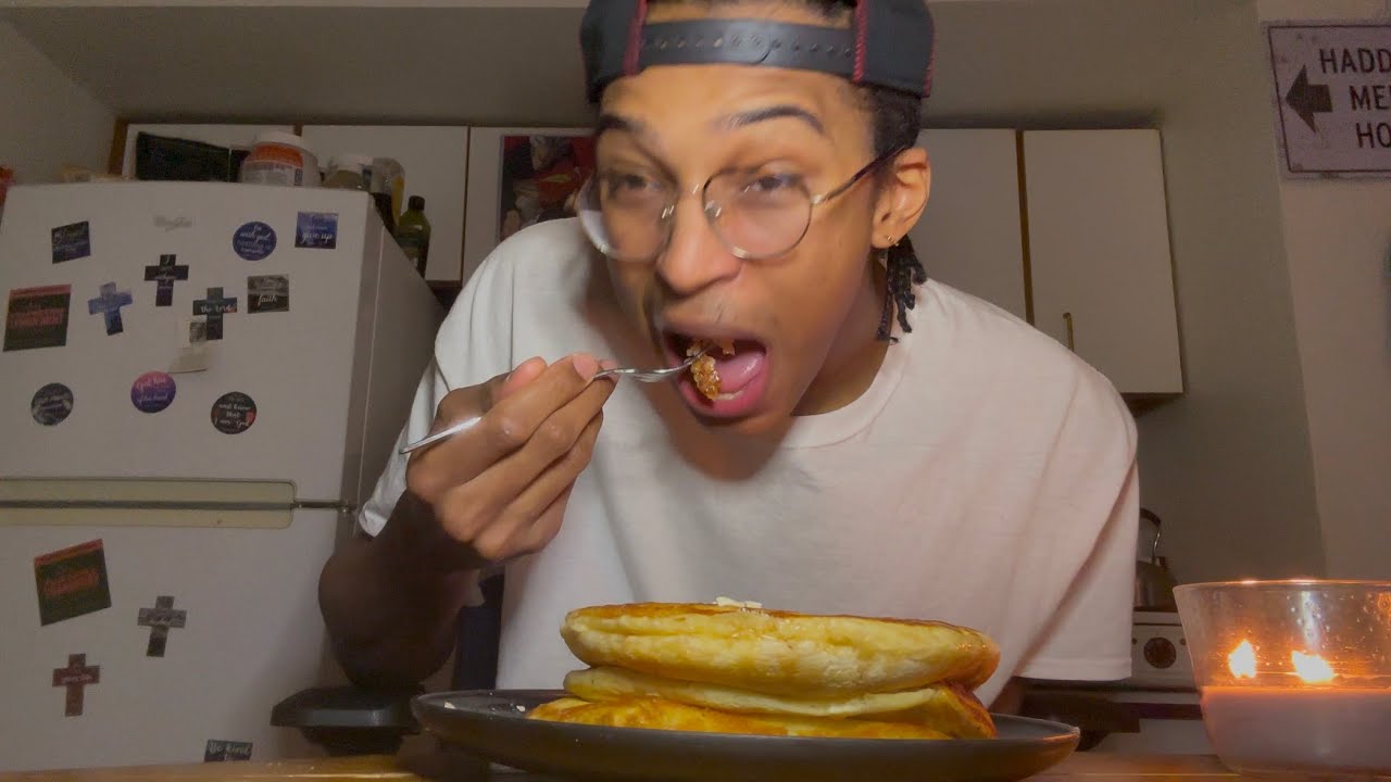 🥞🔥A Sticky Pancake Breakfast Mukbang!!! - YouTube
