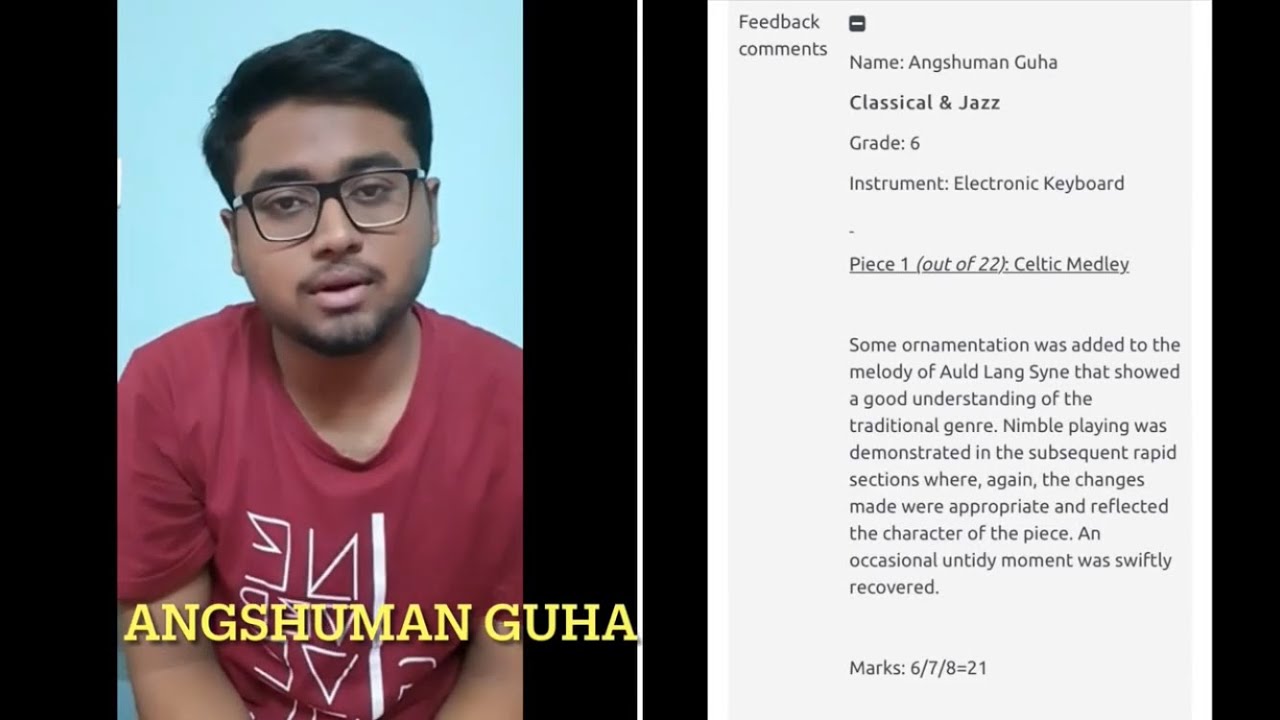 Grade -6 || Angshuman Guha || 96/100 || Distinction || Trinity College ...