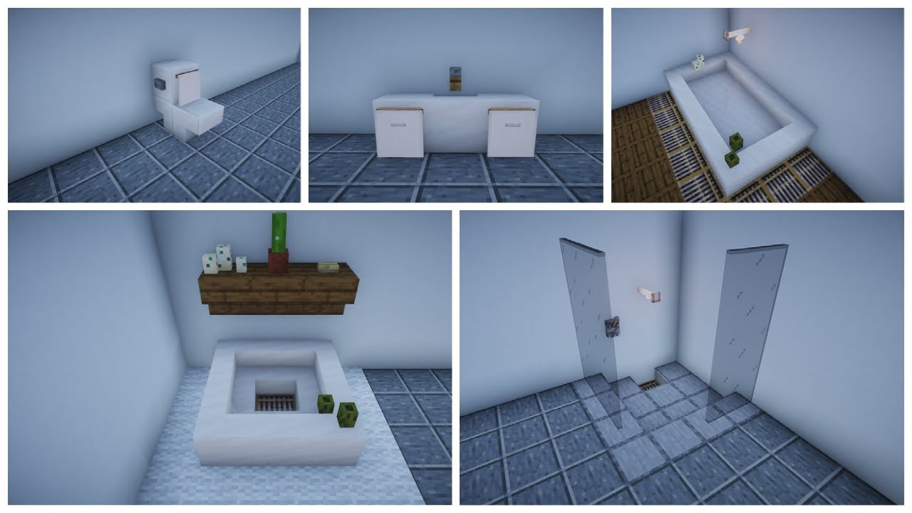 Minecraft: 5 Modern Bathroom Designs [EASY] - YouTube