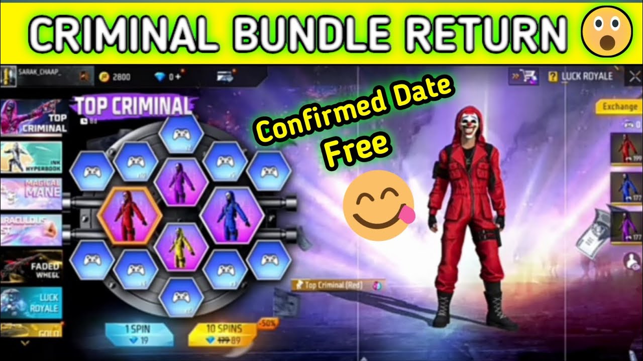Criminal Bundle Return | Free Fire Criminal Bundle Return | Free Fire ...