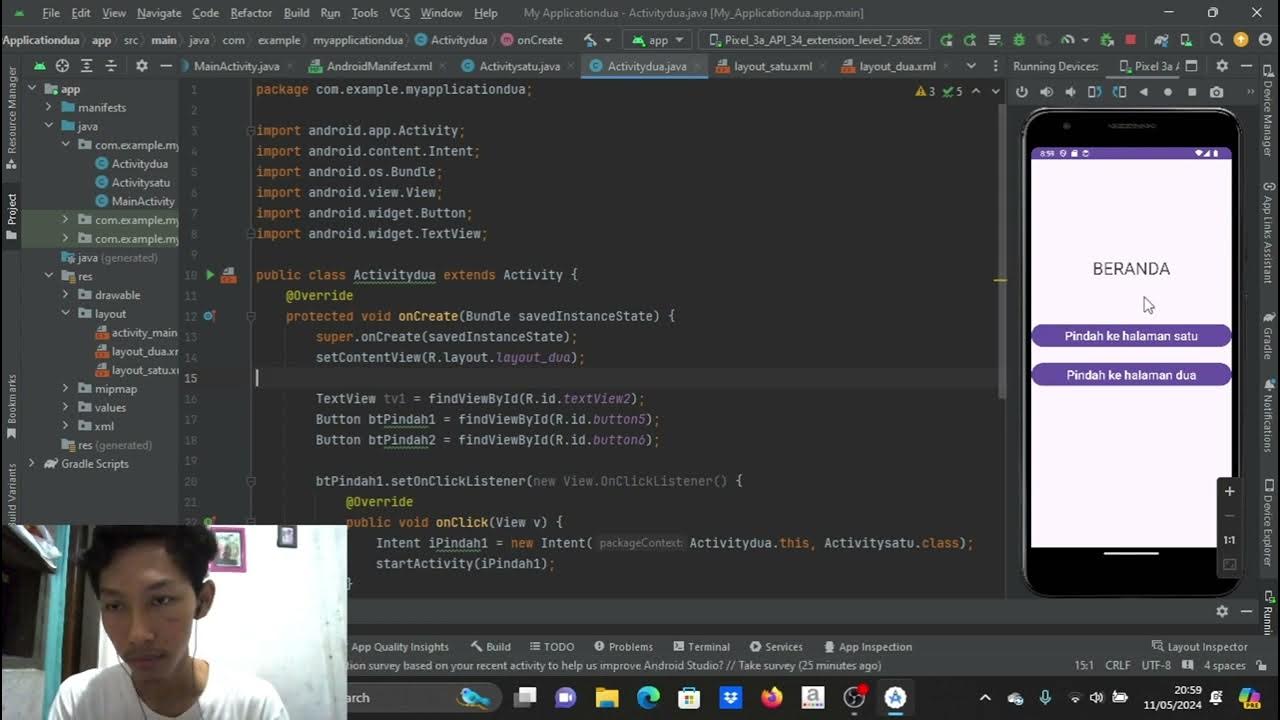 INTENT ACTIVITY PROGRAM [ANDROID STUDIO] - YouTube