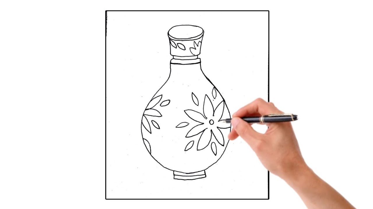 How to draw a sinple flower pot drawing for kids, coloring, painting ...