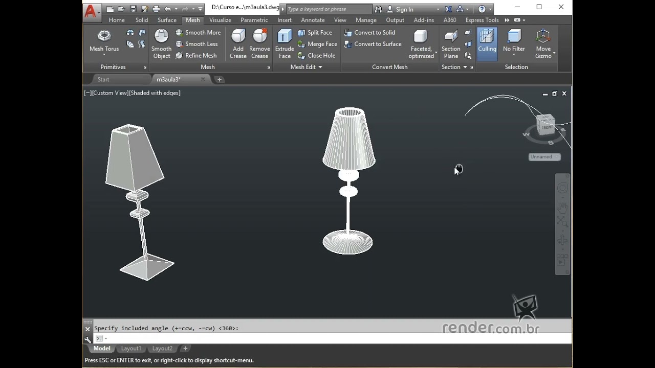 15 - Modeling Mesh with Revsurf, Edgesurf, Rulesurf, Tabsurf | AutoCAD ...