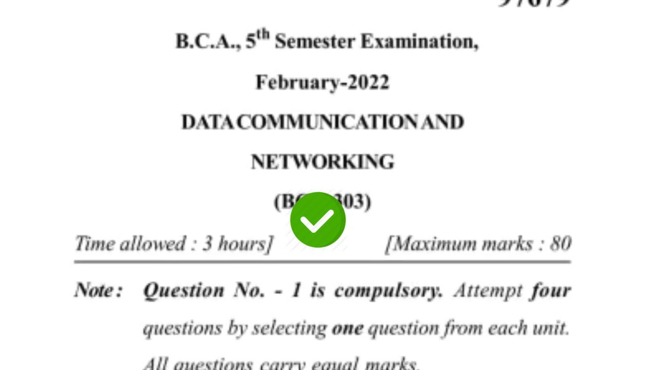 Mdu BCA 5th DCN Question Paper 2022 - YouTube