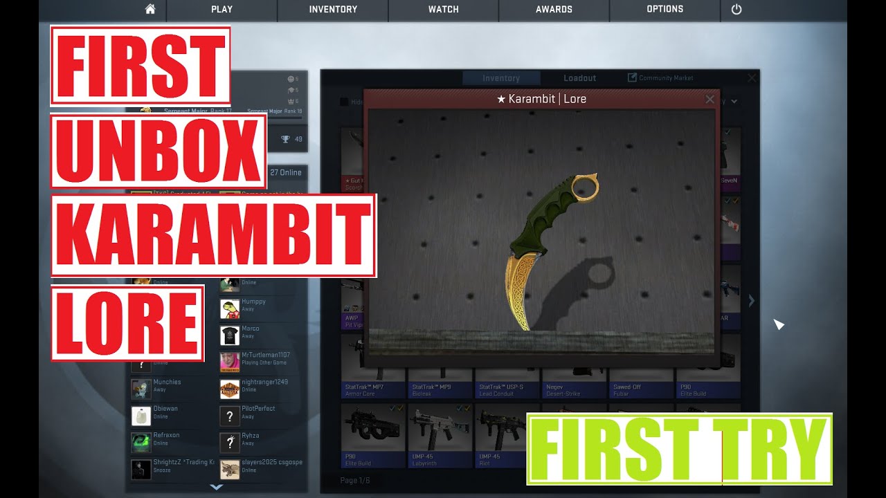WORLD'S FIRST EVER UNBOX OF CSGO: KARAMBIT LORE - YouTube