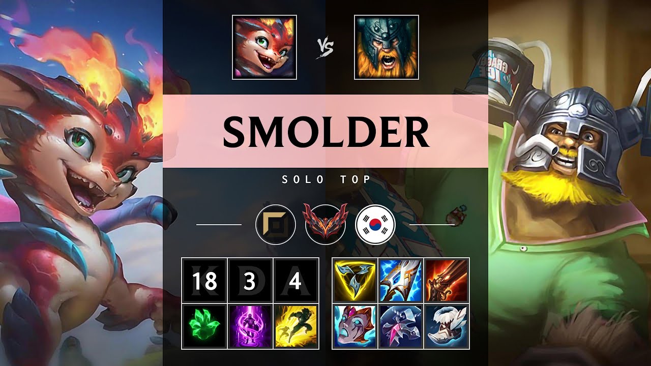 Smolder Top vs Olaf: Quadra Kill, Legendary - KR Grandmaster Patch 14. ...