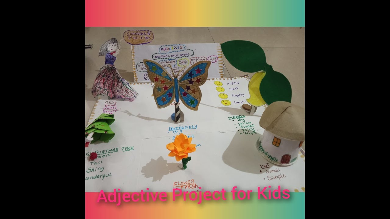 Adjective project For Kids. How to Make Adjective Project for School ...