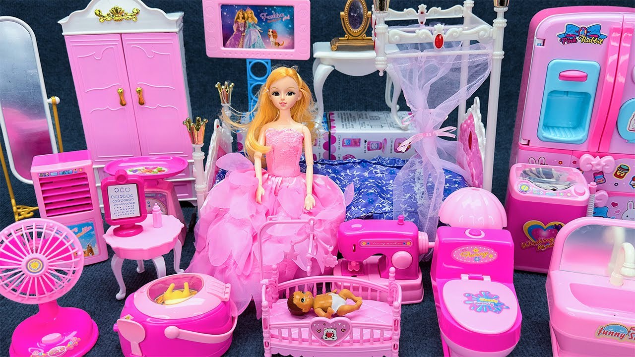 Ultimate ASMR Satisfying Unboxing Barbie Princess Bedroom Playset ASMR ...