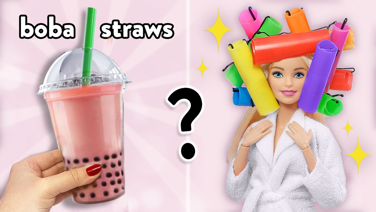 Using Boba Straws in Barbie Doll Hair - YouTube
