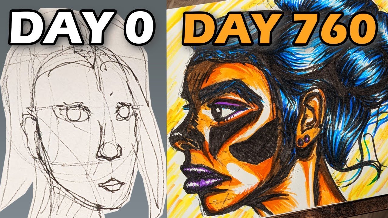 Complete Beginner Draws Everyday For 2 Years 🎨⏳ - YouTube