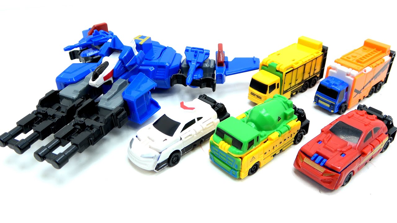 [자동차 합체로봇] 자동차5대와 비행기 한대가 합체하여 로봇으로 변신!! [Car combined robot ...