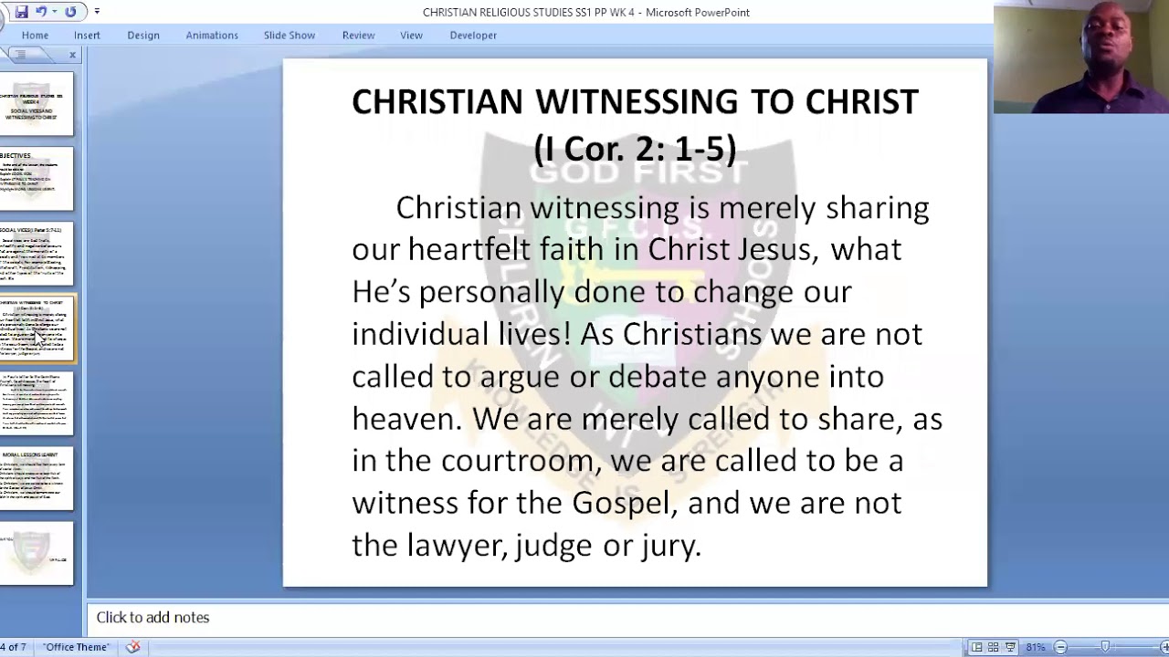 GOD FIRST COLLEGE: CRS SOCIAL VICES AND WITNESSING TO CHRIST SS1, WEEK ...