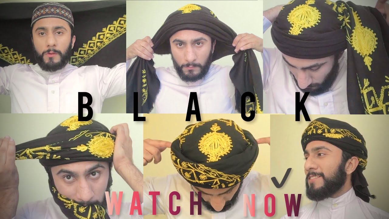 How To Tie Black Omani Turban || Headscarf for men || Majid shah - YouTube