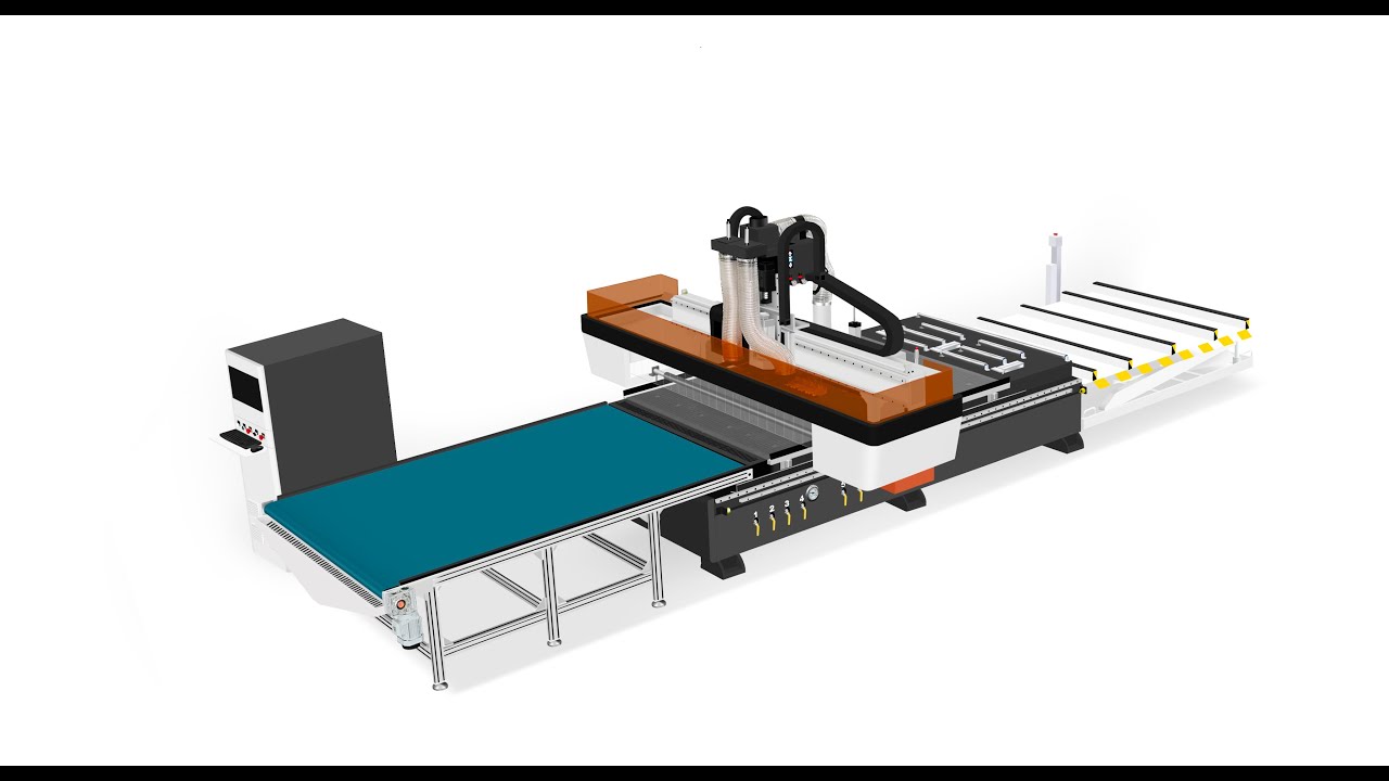 XK1825-12 Nessting and Label CNC machine - YouTube