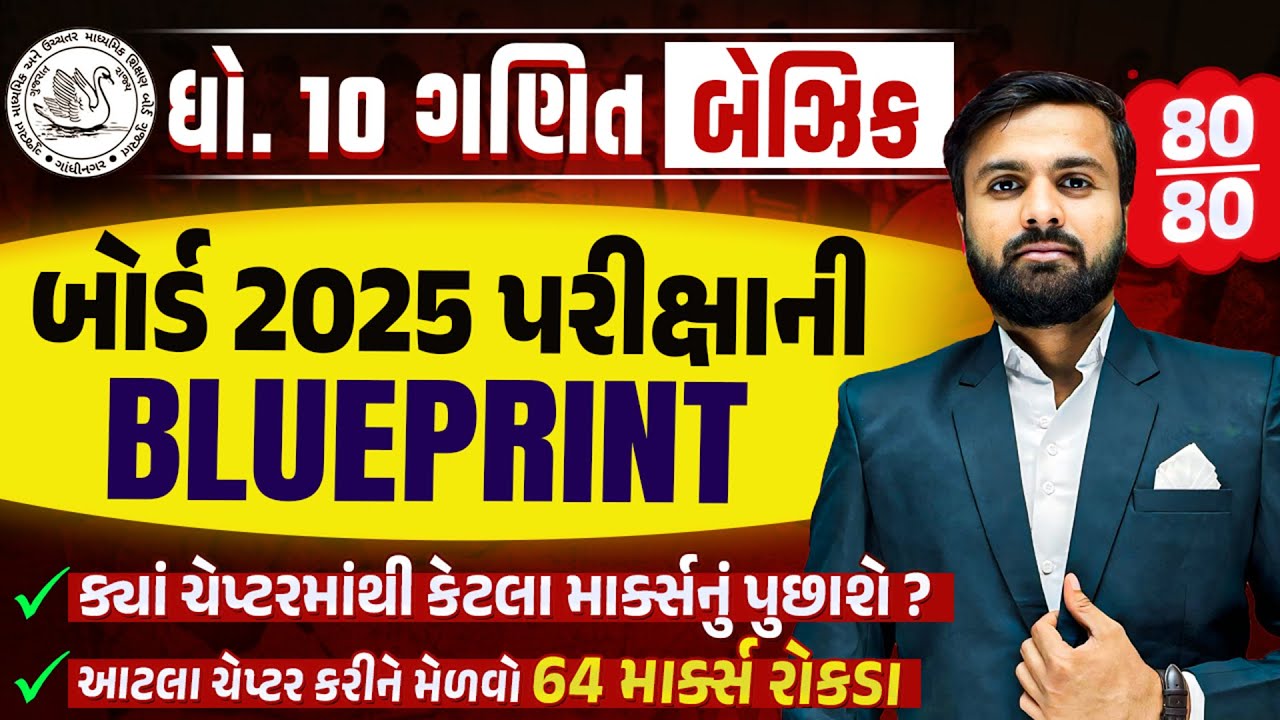 Basic Maths Board Blueprint Exam 2025 Std 10 | Blueprint With Sample ...