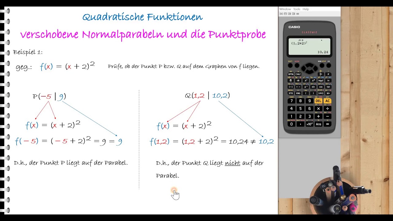 quadratische Funktionen_Punktprobe verschobene Normalparabel - YouTube