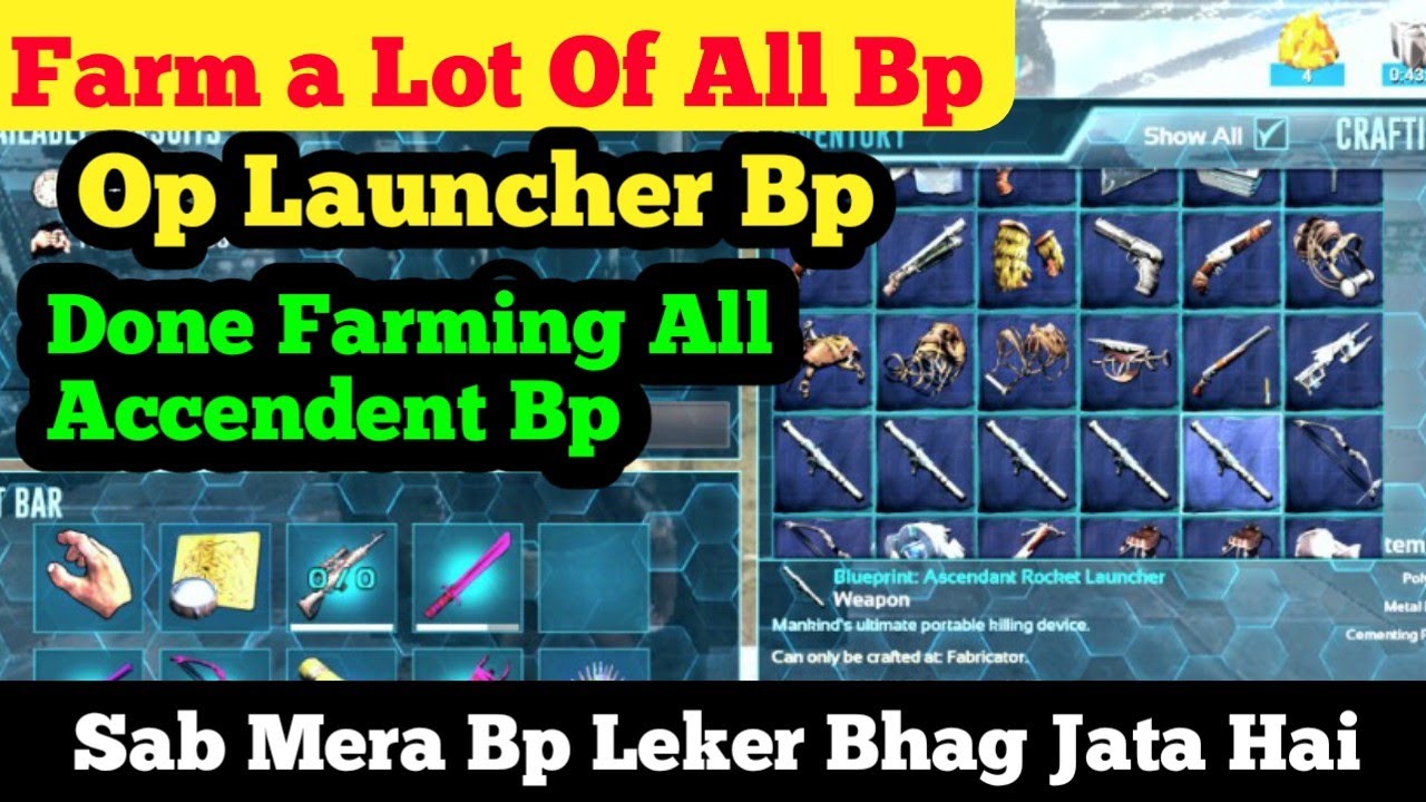[ARK MOBILE] How To Farm All Bp In Ark Game | Farm A Lot Of Launcher Bp ...