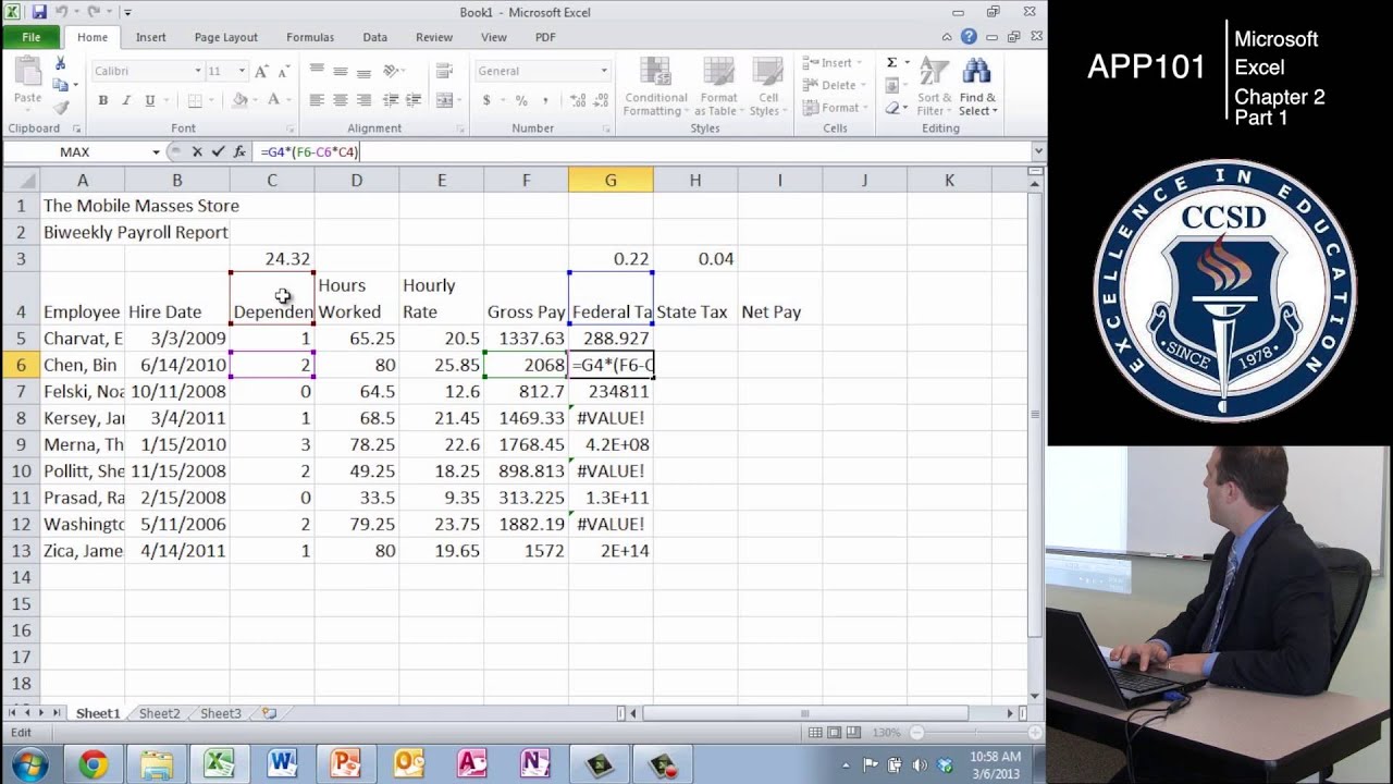 APP101 - Microsoft Excel Chapter 2 - Part 1 - YouTube
