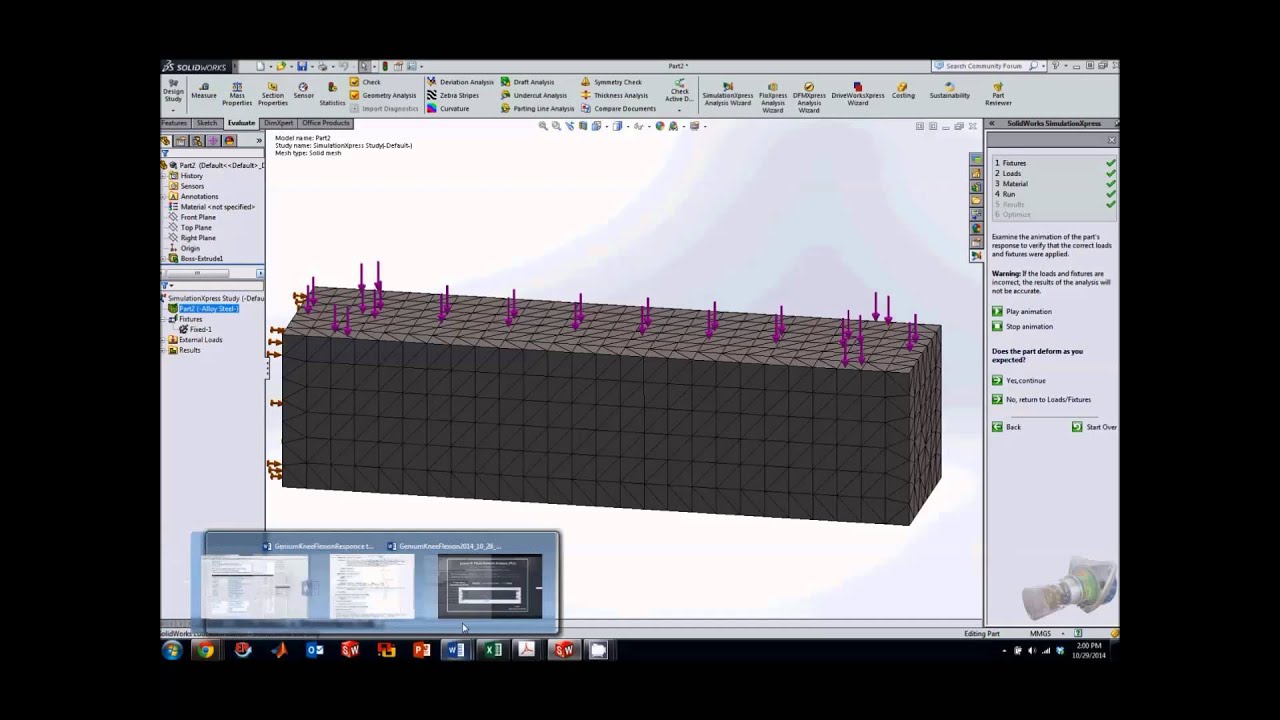 Intro to SimulationXpress in SolidWorks - YouTube
