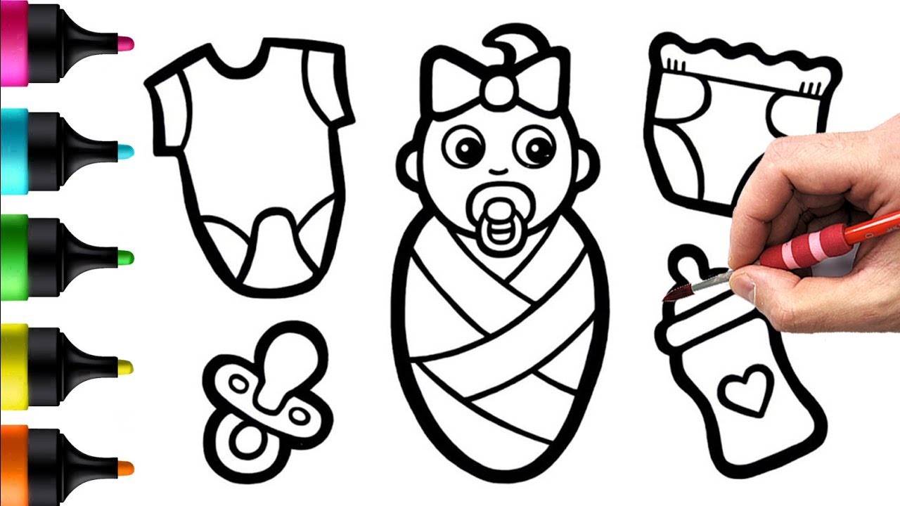 🍼 Baby Accessories Drawing, Painting, and Coloring Fun for Kids and ...