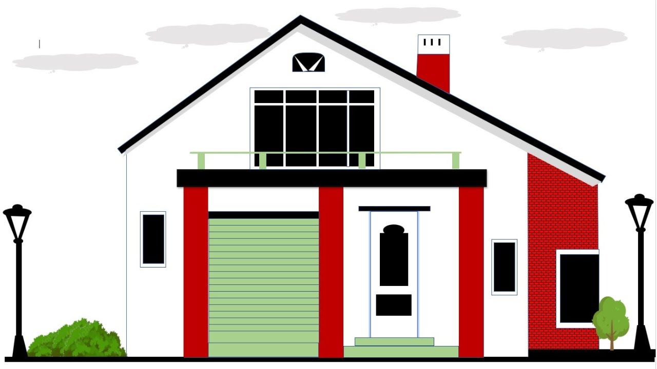 Drawing House In Ms Word || Easy Arts - YouTube
