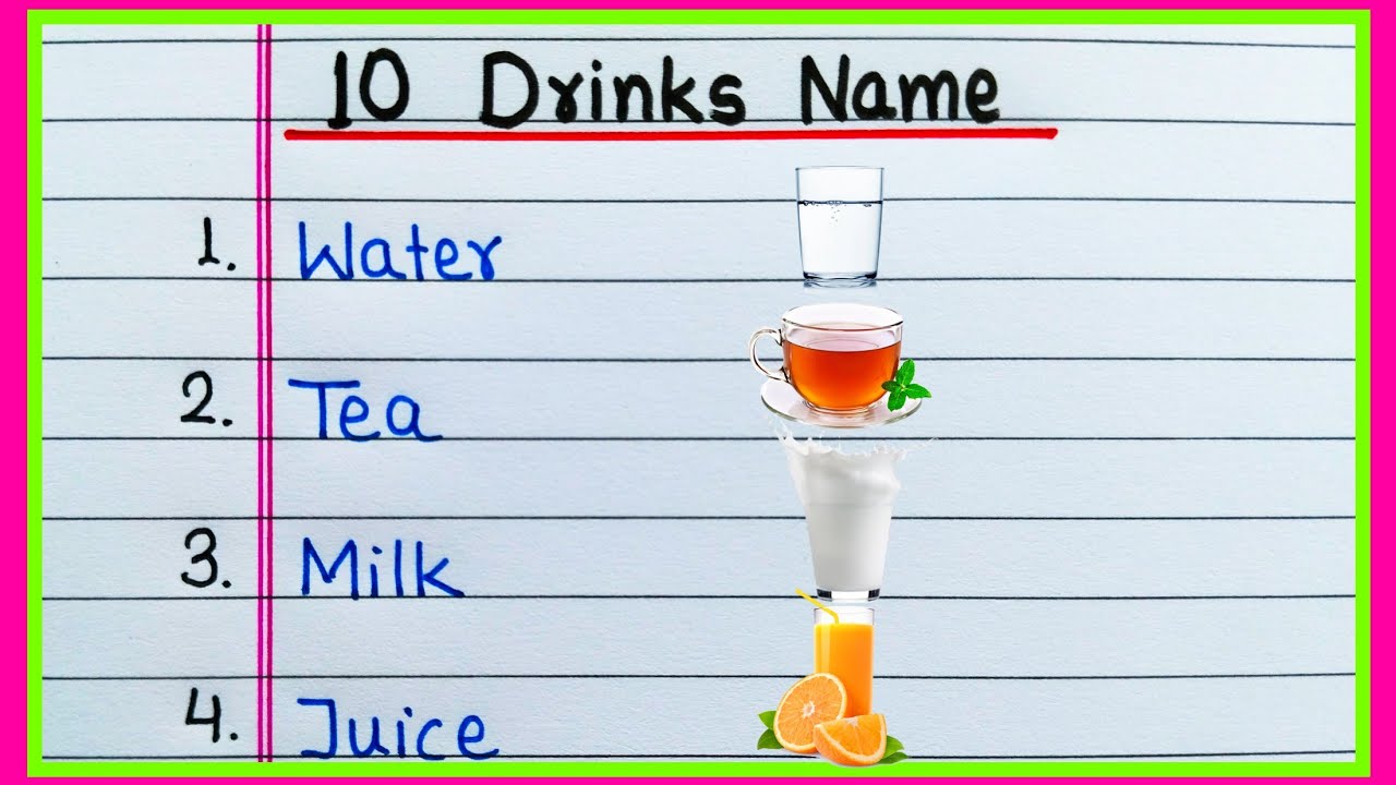 10 Drinks Name | 10 Beverages Name | Names of Beverages in English ...