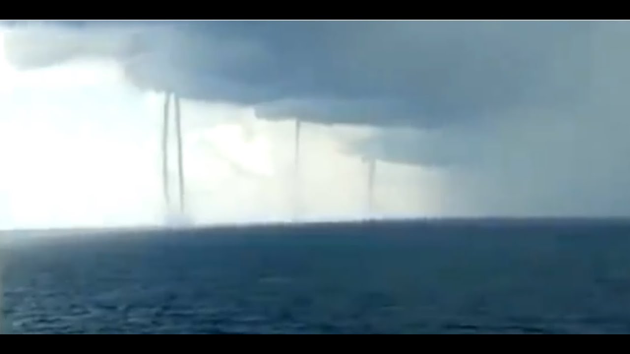 A whole row of Waterspouts in the Gulf of Mexico - YouTube