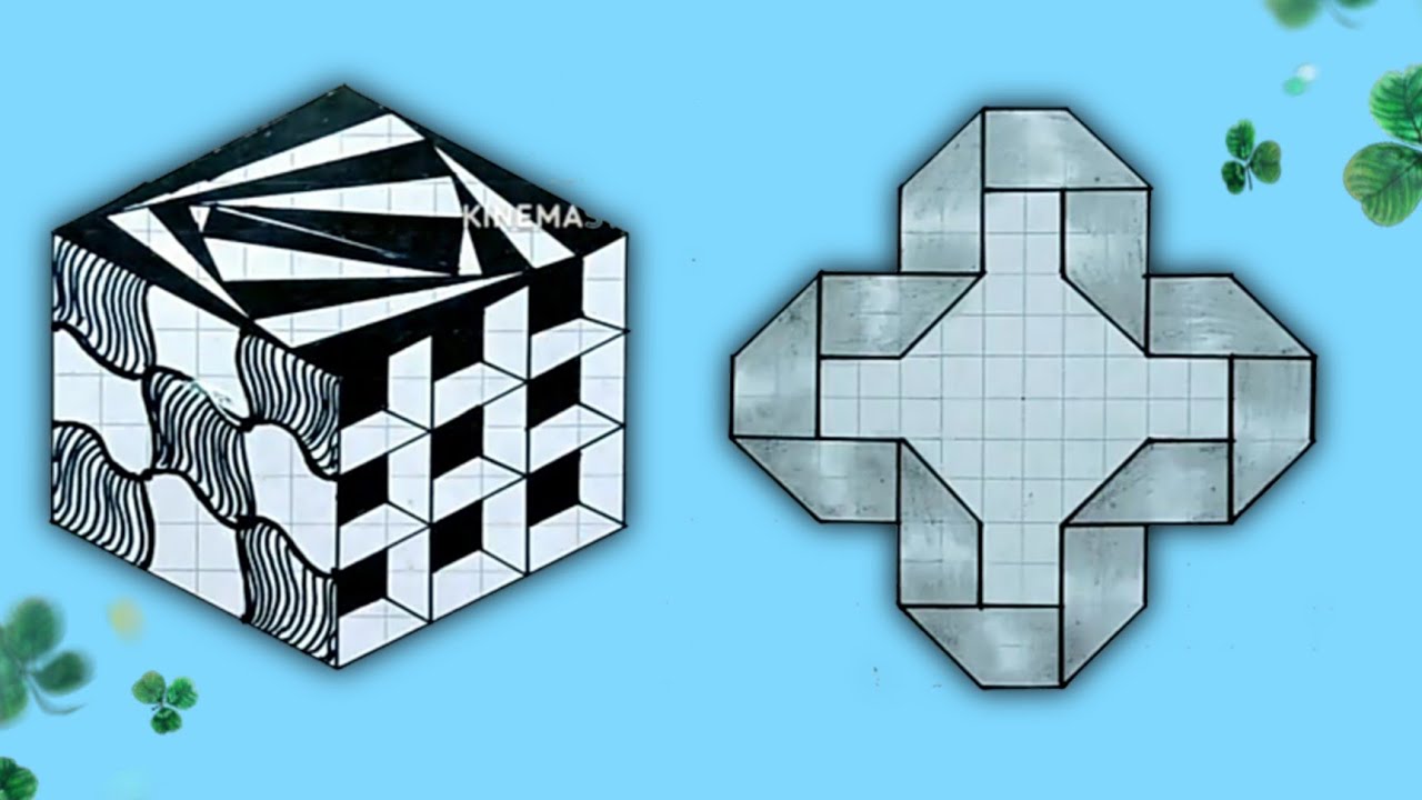 How to dra easy and wonderful illusions on graph paper - YouTube