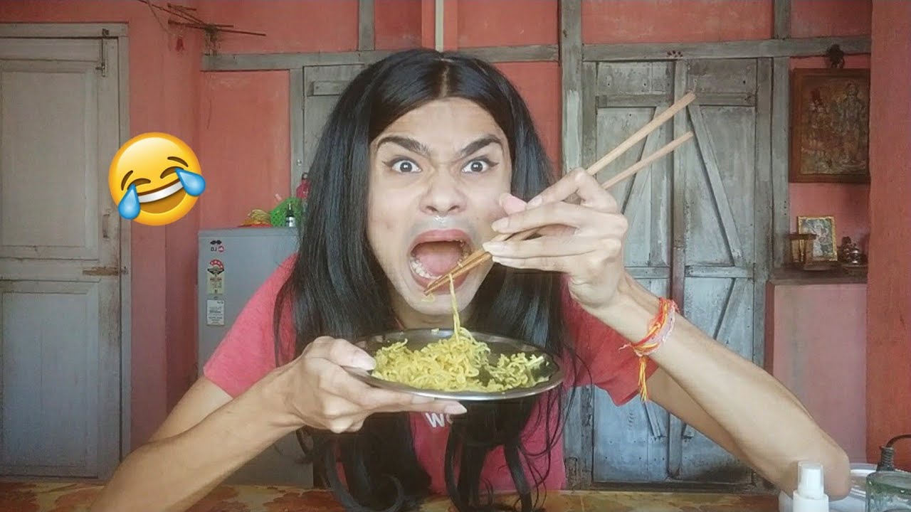 Eating Maggi with Chopsticks for the First time 😂 - YouTube