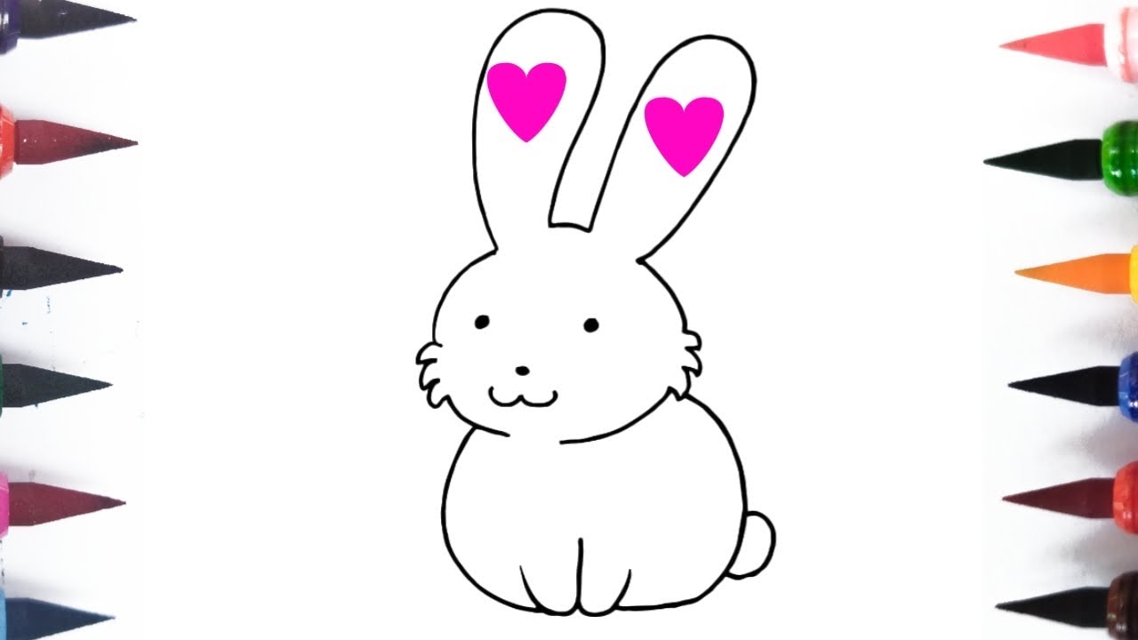 Cute rabbits drawing, painting and coloring for kids and toddlers - YouTube