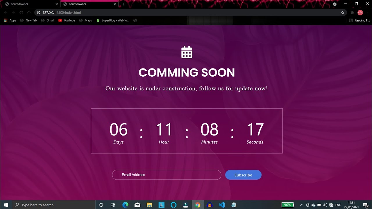 Countdowner App using JavaScript | JavaScript Project for Beginners ...