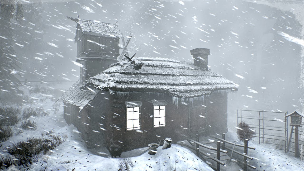 Hiding In An Abandoned Log Cabin From STRONG WINTER WIND. Heavy ...
