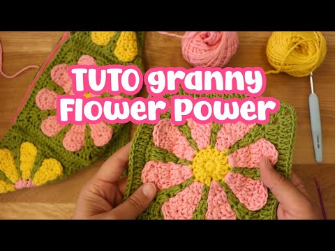 🧶 Tuto Crochet : Granny Square Flower Power - Fleur Vintage