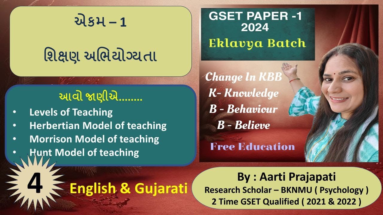 GSET 2024 || Paper - 1 || Unit - 1 || શિક્ષણ અભિયોગ્યતા || Class - 4 ...