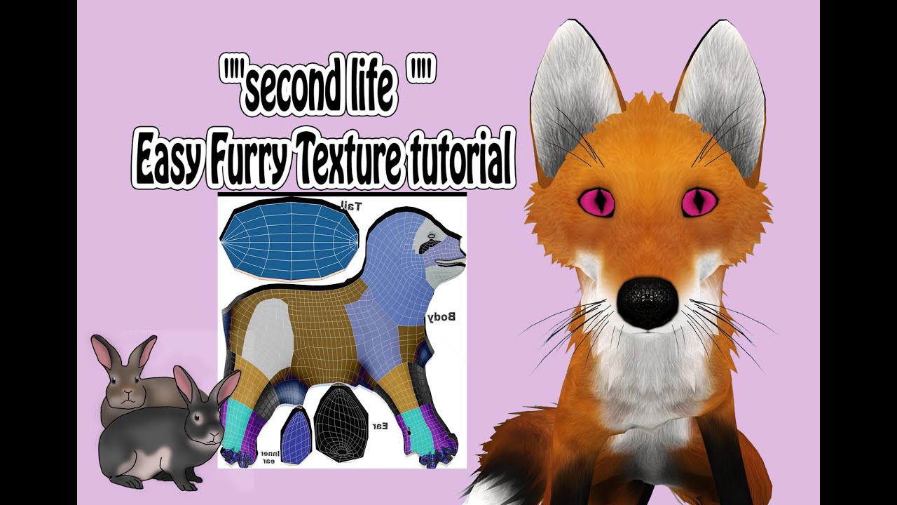 cosmic rabbit -TWI Red Fox avatar second life Simple recolor tutorial ...