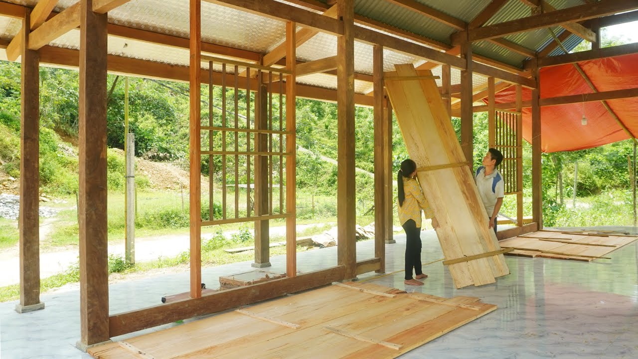 this is how we create solid wooden walls, wooden house building journey ...