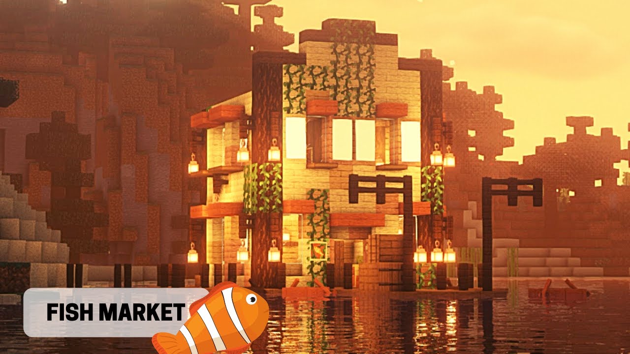 Minecraft Tutorial: How to Build a Fish Market (Build a Floating house ...