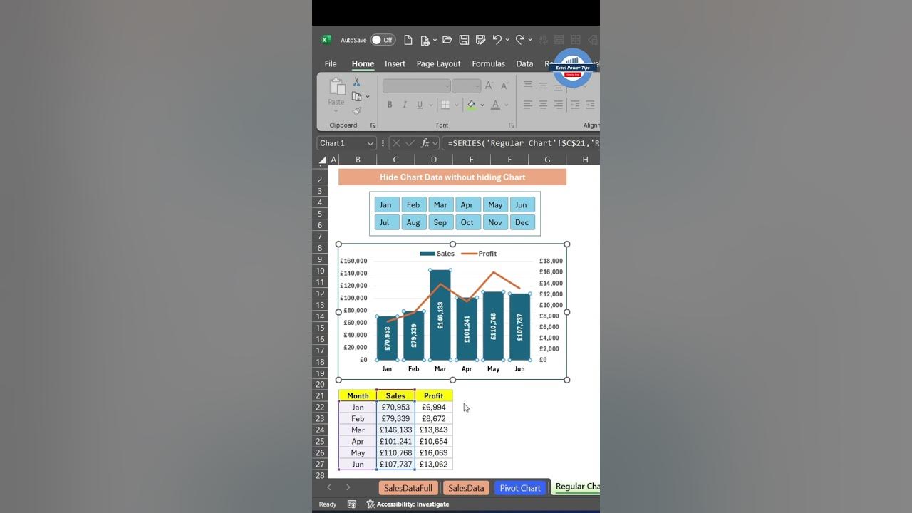 Excel Hide Chart Data And Stop Chart Also Automatically Hiding Excel Exceltips Exceltutorial