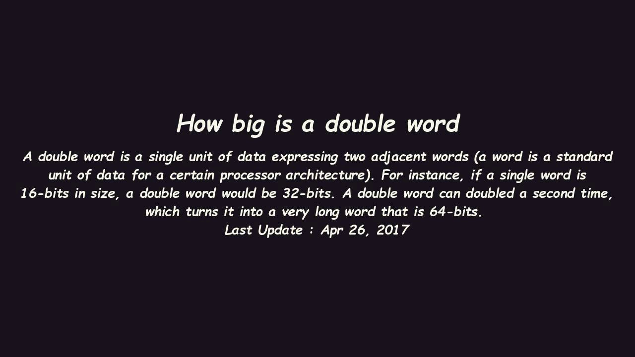 How big is a double word - YouTube